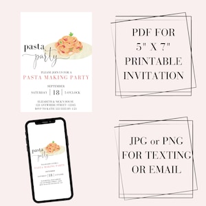 Pasta Making Party Invitation, Cooking Class Invitation, Pasta Making ...