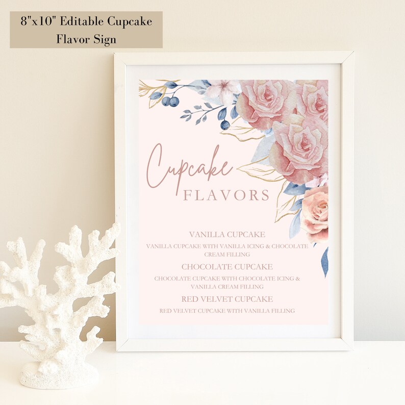 Cupcake Flavor Sign, Cupcake Menu Sign, Dessert Table Sign, Boho ...