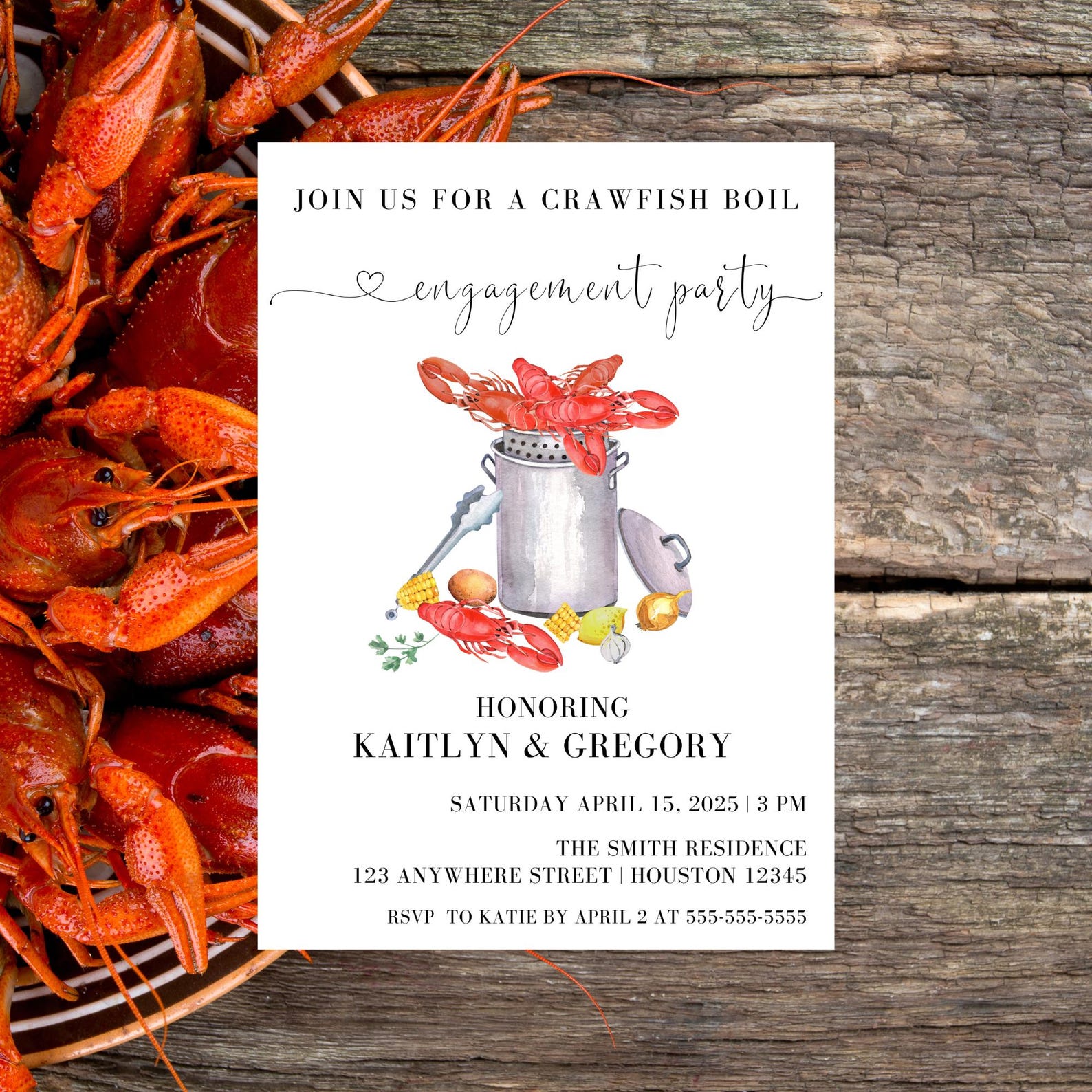 Crawfish Engagement Party, Crawfish Engagement Party Invitation ...