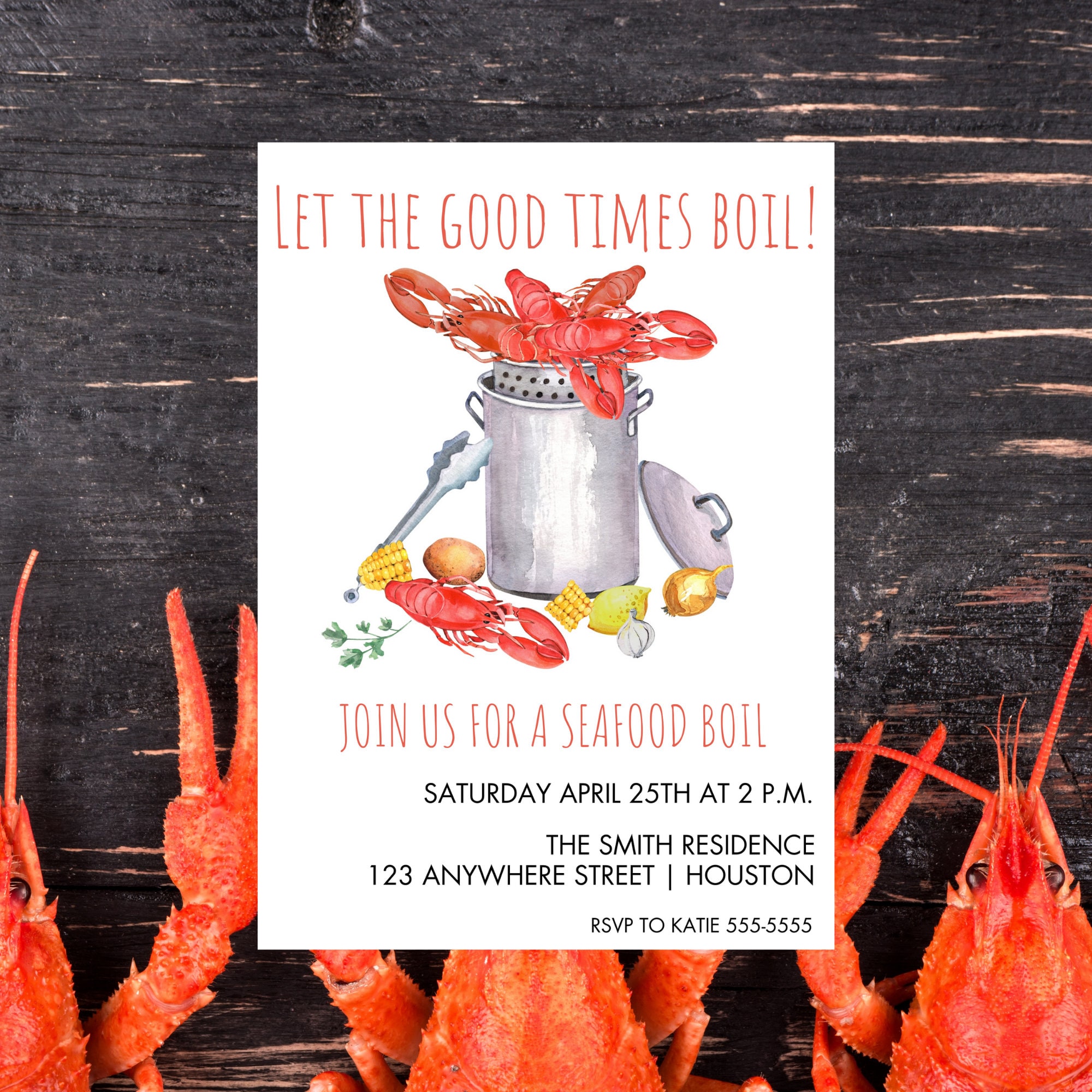 Seafood Boil Invitation, Seafood Boil Flyer, Seafood Boil Invite ...