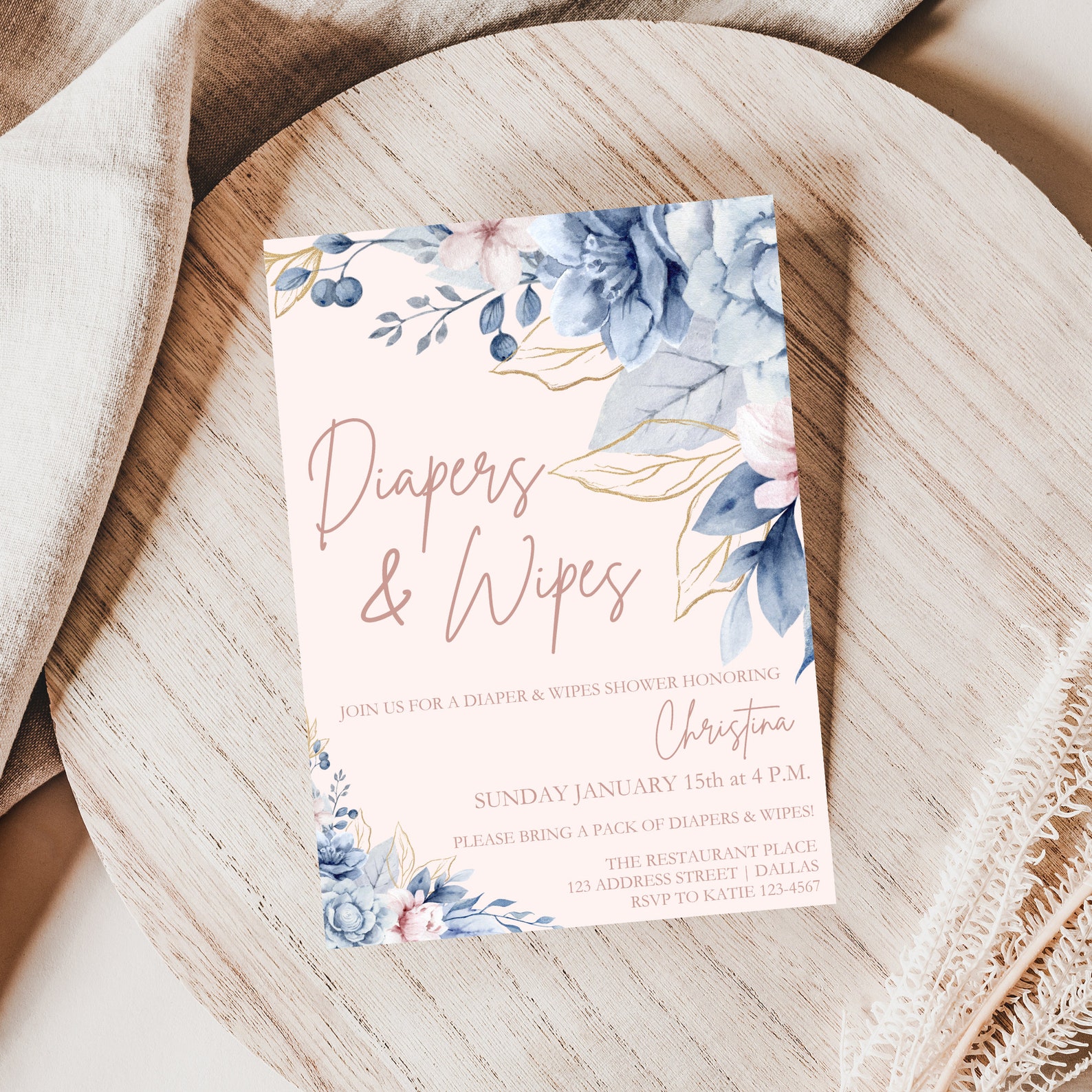 Diaper and Wipes Shower Invitation, Diaper and Wipes Invitation ...