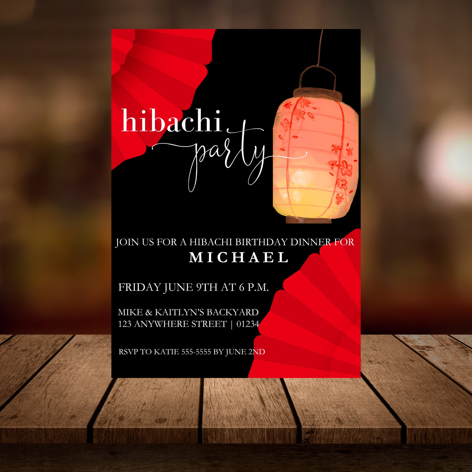 Hibachi Invitation, Hibachi Dinner Invitation, Hibachi Birthday ...