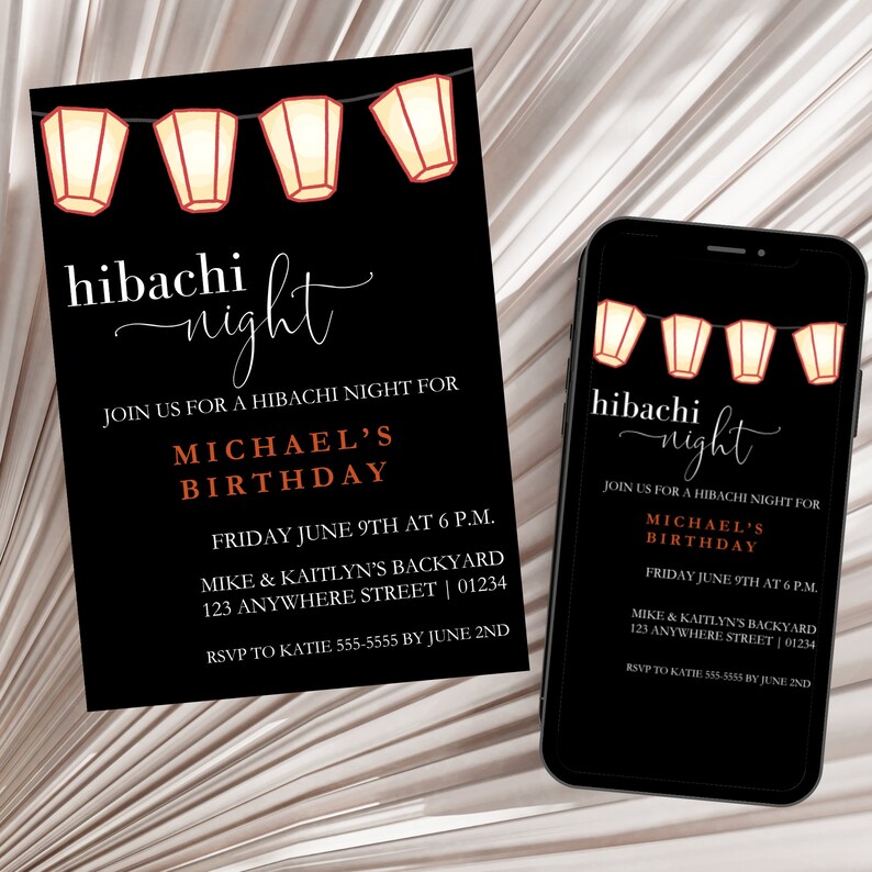 Hibachi Invitation, Hibachi Dinner Invitation, Hibachi Birthday ...