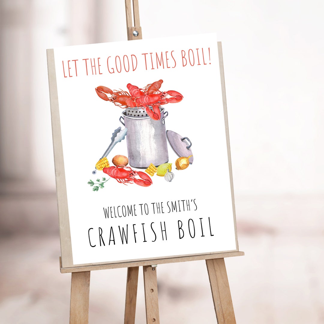 Crawfish Boil Sign, Crawfish Boil Welcome Sign, Crawfish Boil Party ...