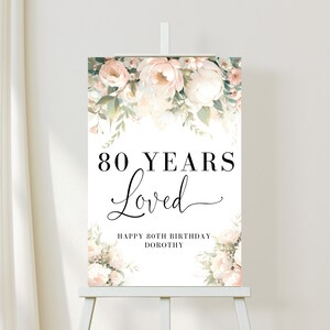 80 Years Loved Welcome Sign, 80 Years Loved Sign, 80th Welcome Sign ...