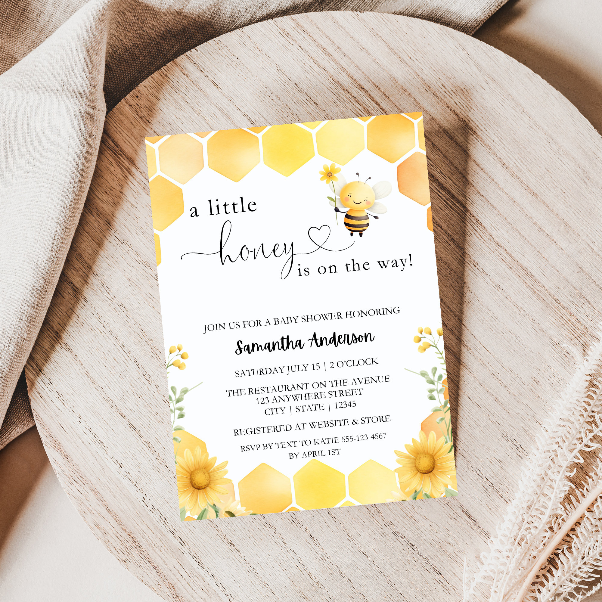 A Little Honey is on the Way Baby Shower Invitation, A Little Honey is ...