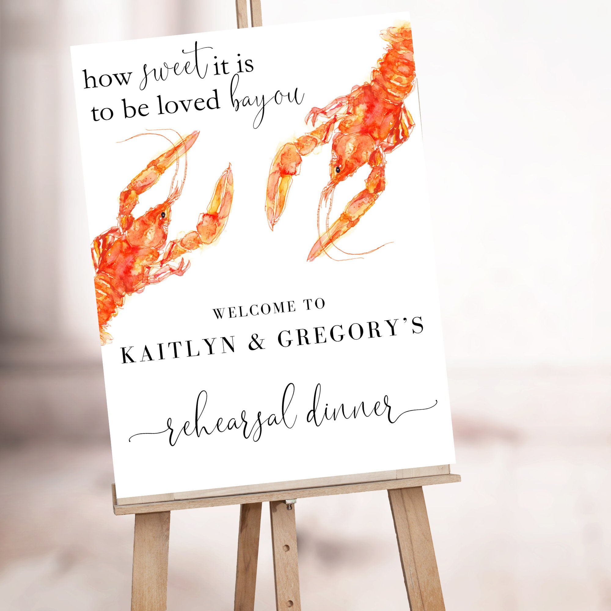 Crawfish Boil Sign, Crawfish Sign, Rehearsal Dinner Sign, EDITABLE ...