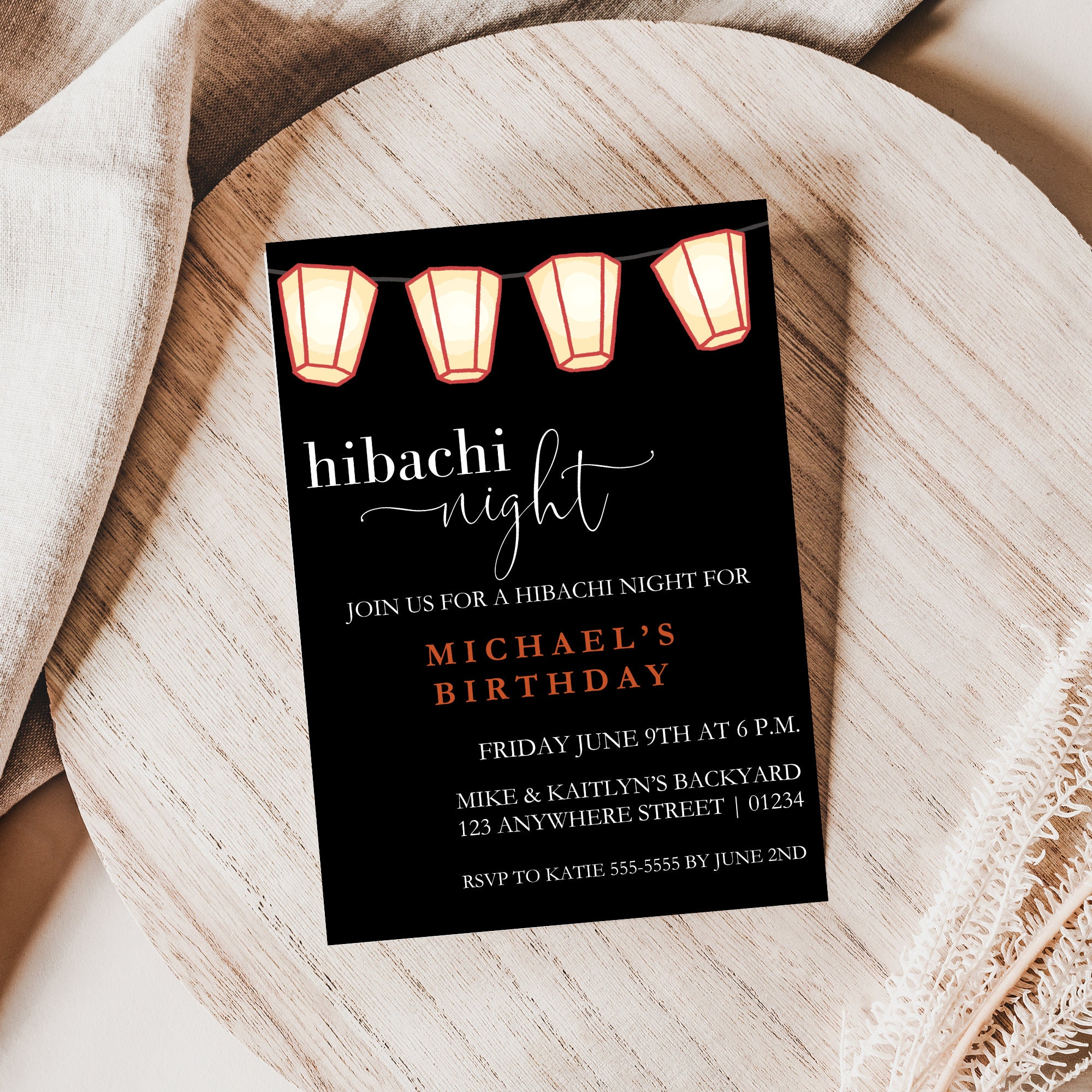 Hibachi Invitation, Hibachi Dinner Invitation, Hibachi Birthday ...