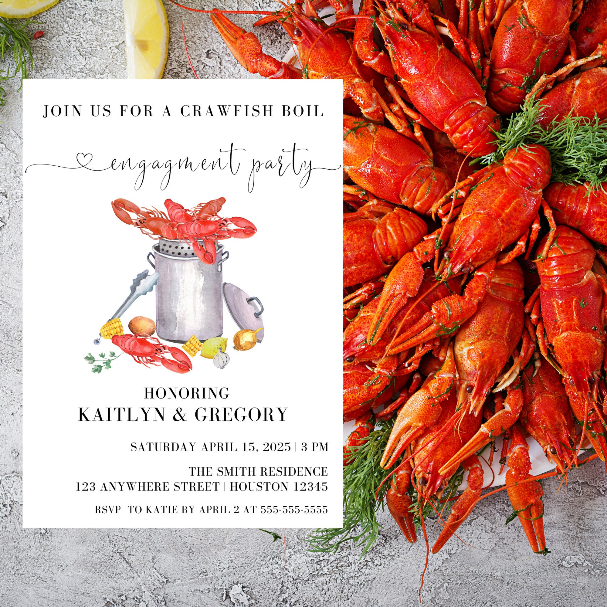 Crawfish Engagement Party, Crawfish Engagement Party Invitation ...