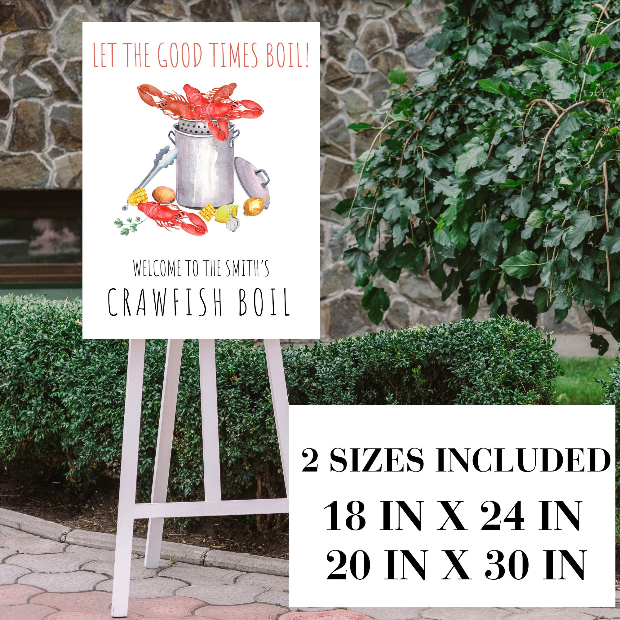 Crawfish Boil Sign, Crawfish Boil Welcome Sign, Crawfish Boil Party ...