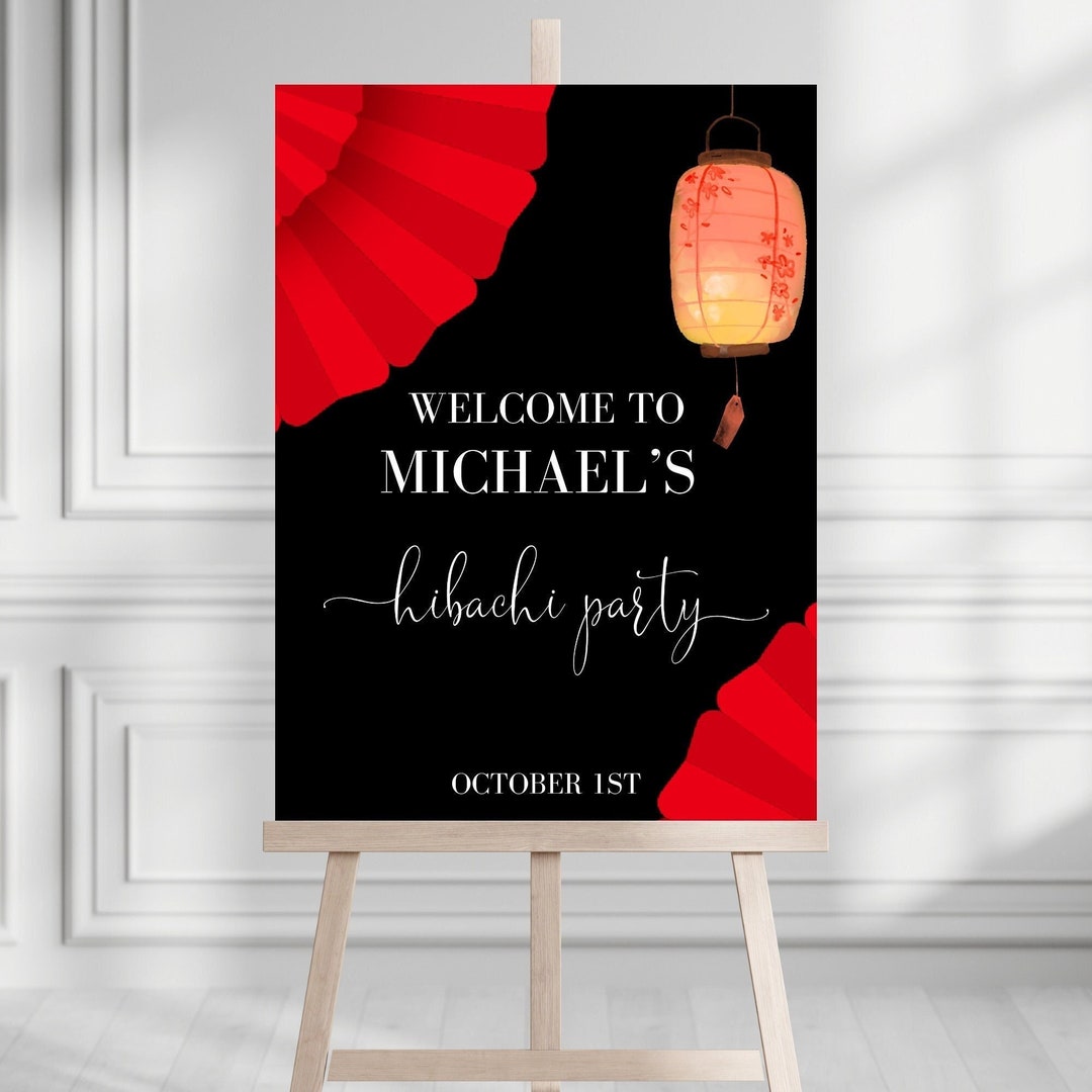 Hibachi Party, Hibachi Party Welcome Sign, Hibachi Birthday Party ...