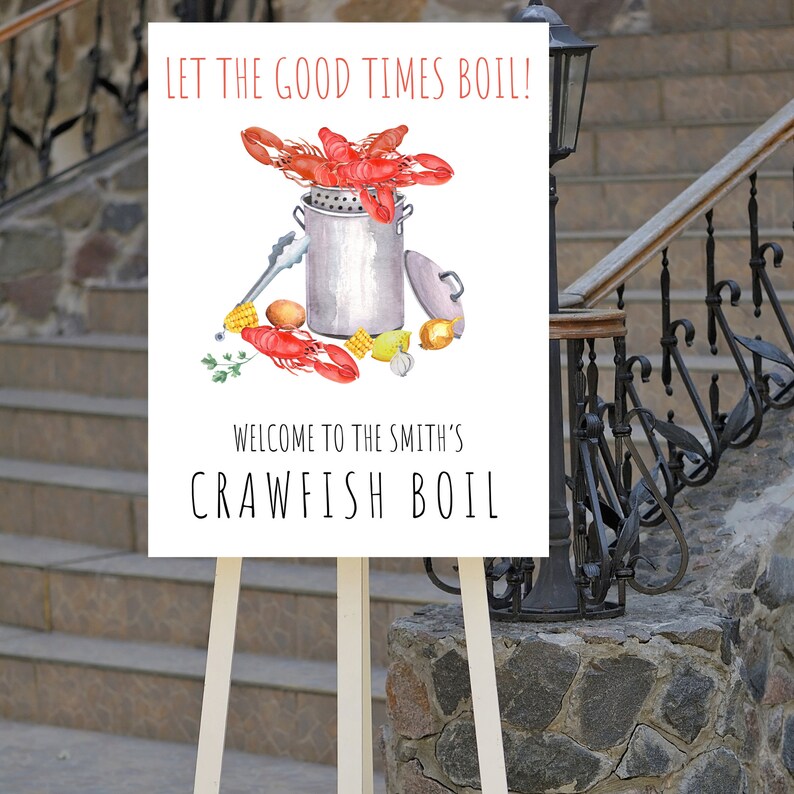 Crawfish Boil Sign, Crawfish Boil Welcome Sign, Crawfish Boil Party ...
