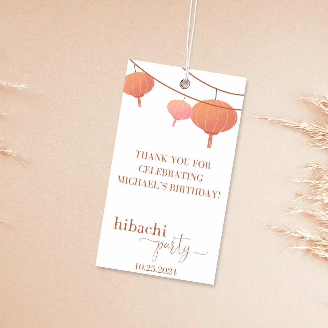 Hibachi Party Favors, Hibachi Party Favor Tags, Hibachi Dinner, Hibachi ...