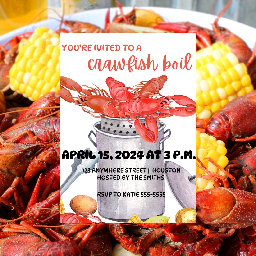 Crawfish Boil Invitation, Crawfish Boil Invite, Annual Crawfish Boil ...