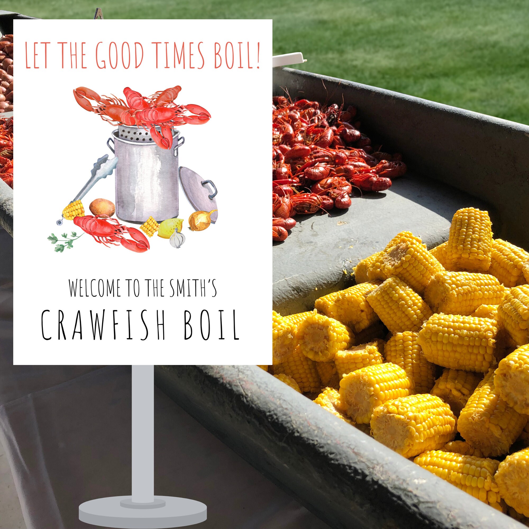 Crawfish Boil Sign, Crawfish Boil Welcome Sign, Crawfish Boil Party ...