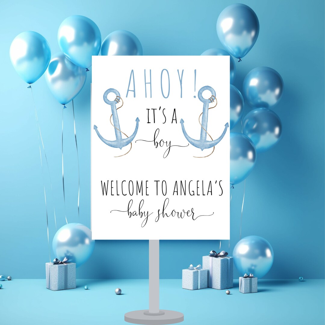 Ahoy Its A Boy Welcome Sign, Welcome Sign Baby Shower, Ahoy It's A Boy ...