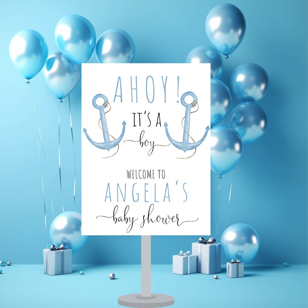 Ahoy Its A Boy Welcome Sign, Welcome Sign Baby Shower, Ahoy It's A Boy ...