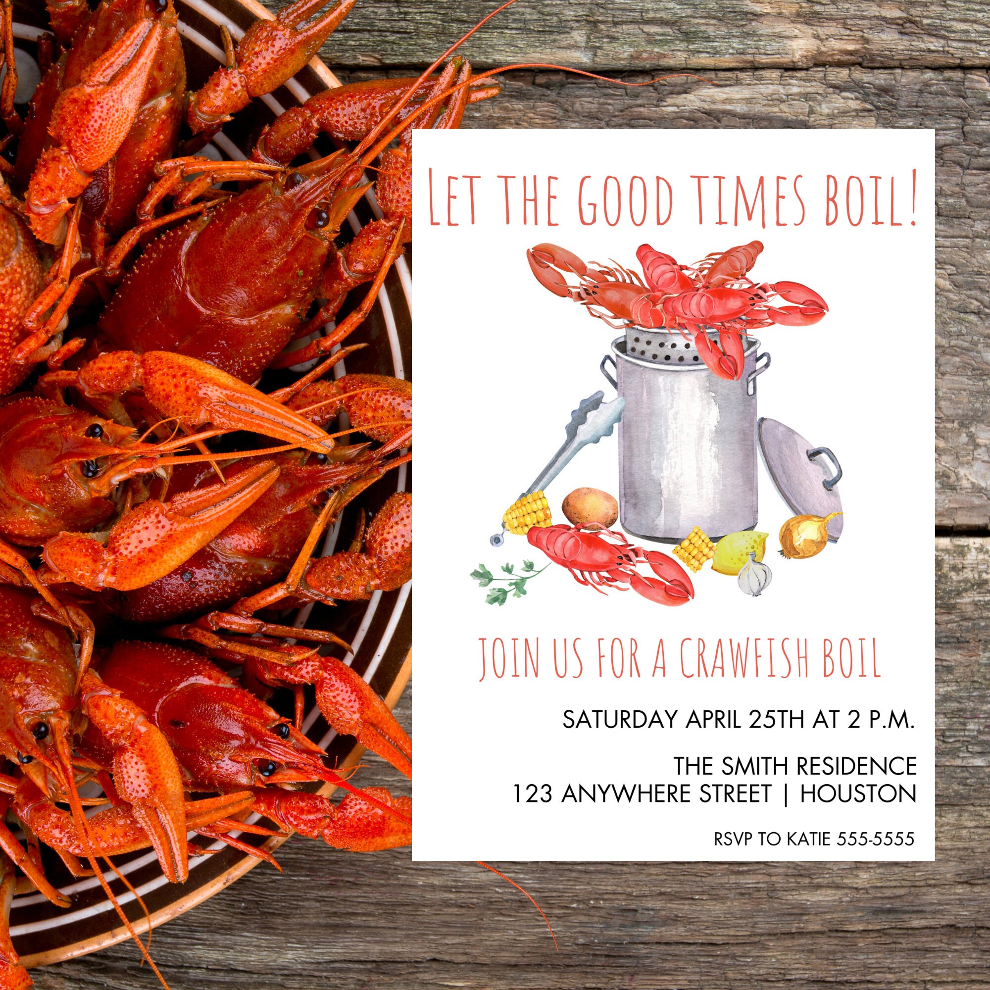 Crawfish Boil Invitation, Crawfish Boil Invite, Annual Crawfish Boil ...
