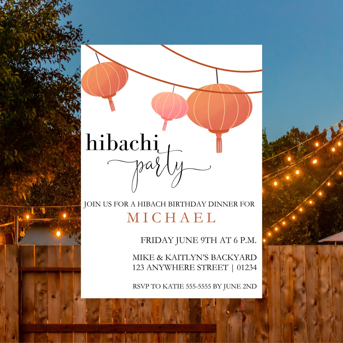Hibachi Invitation, Hibachi Dinner Invitation, Hibachi Birthday ...