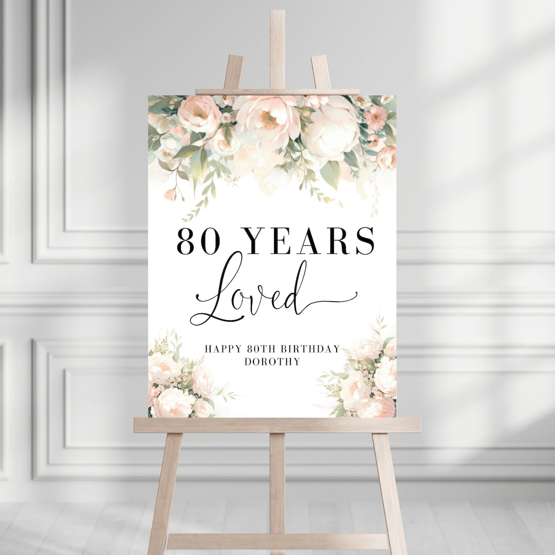 80 Years Loved Welcome Sign, 80 Years Loved Sign, 80th Welcome Sign ...