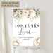 100 Years Loved Sign, 100th Birthday Welcome Sign, 100th Birthday ...