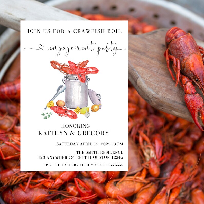 Crawfish Engagement Party, Crawfish Engagement Party Invitation ...