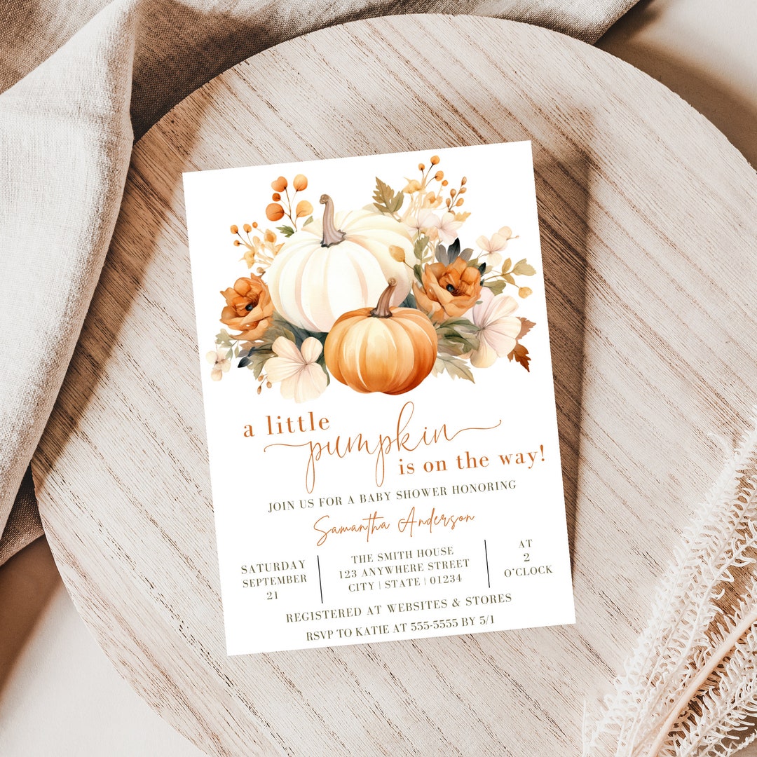 A Little Pumpkin is on the Way Invitation, Little Pumpkin on the Way ...