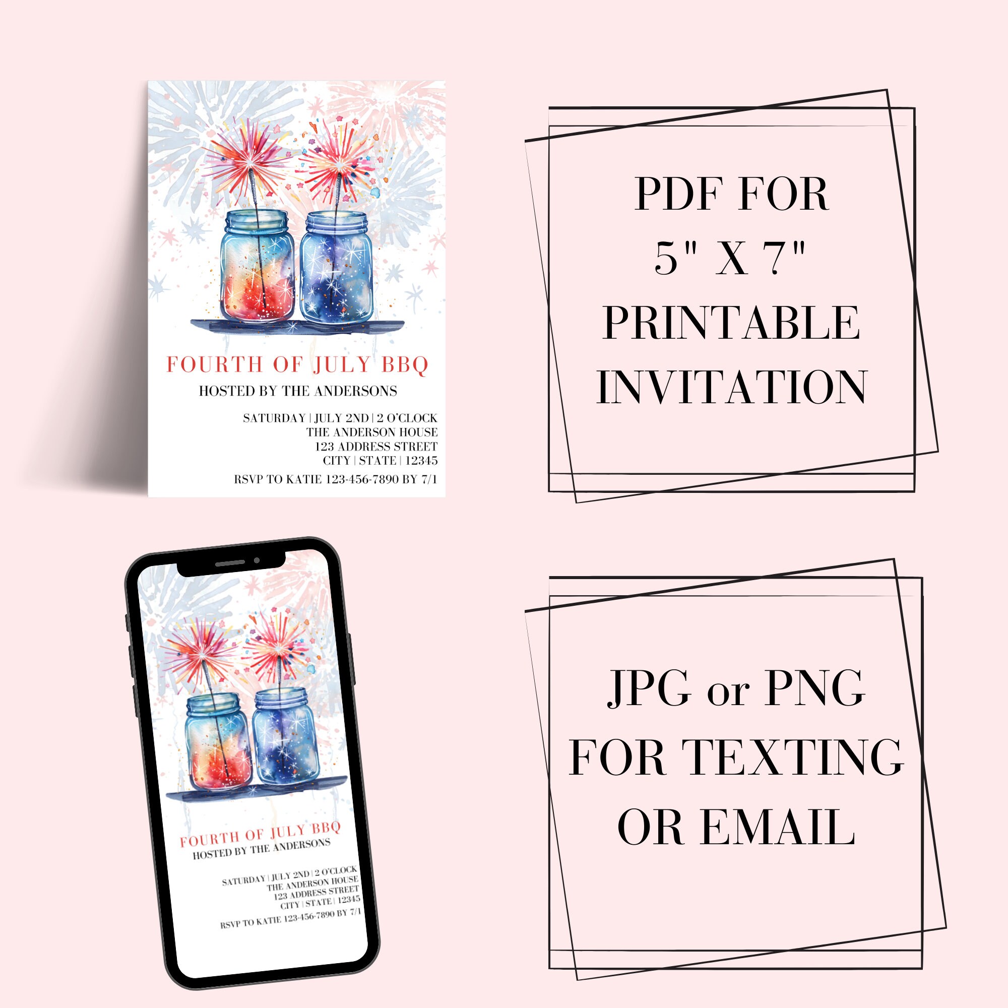 4th of July Invitation, 4th of July Party Flyer, July 4th Party Invite ...