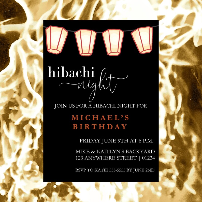 Hibachi Invitation, Hibachi Dinner Invitation, Hibachi Birthday ...