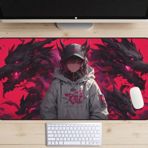 Oni Girl Desk Mat, Anime Desk Mat, Devil Girl Desk Pad, Gaming Mousepad ...