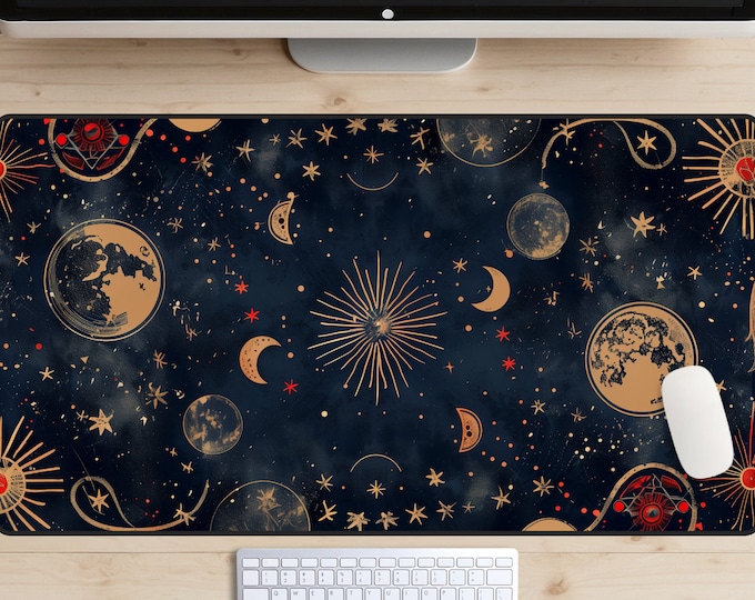 Tarot Cards Desk Mat, the Sun the Moon the Star, Earthy Boho Mouse Pad ...