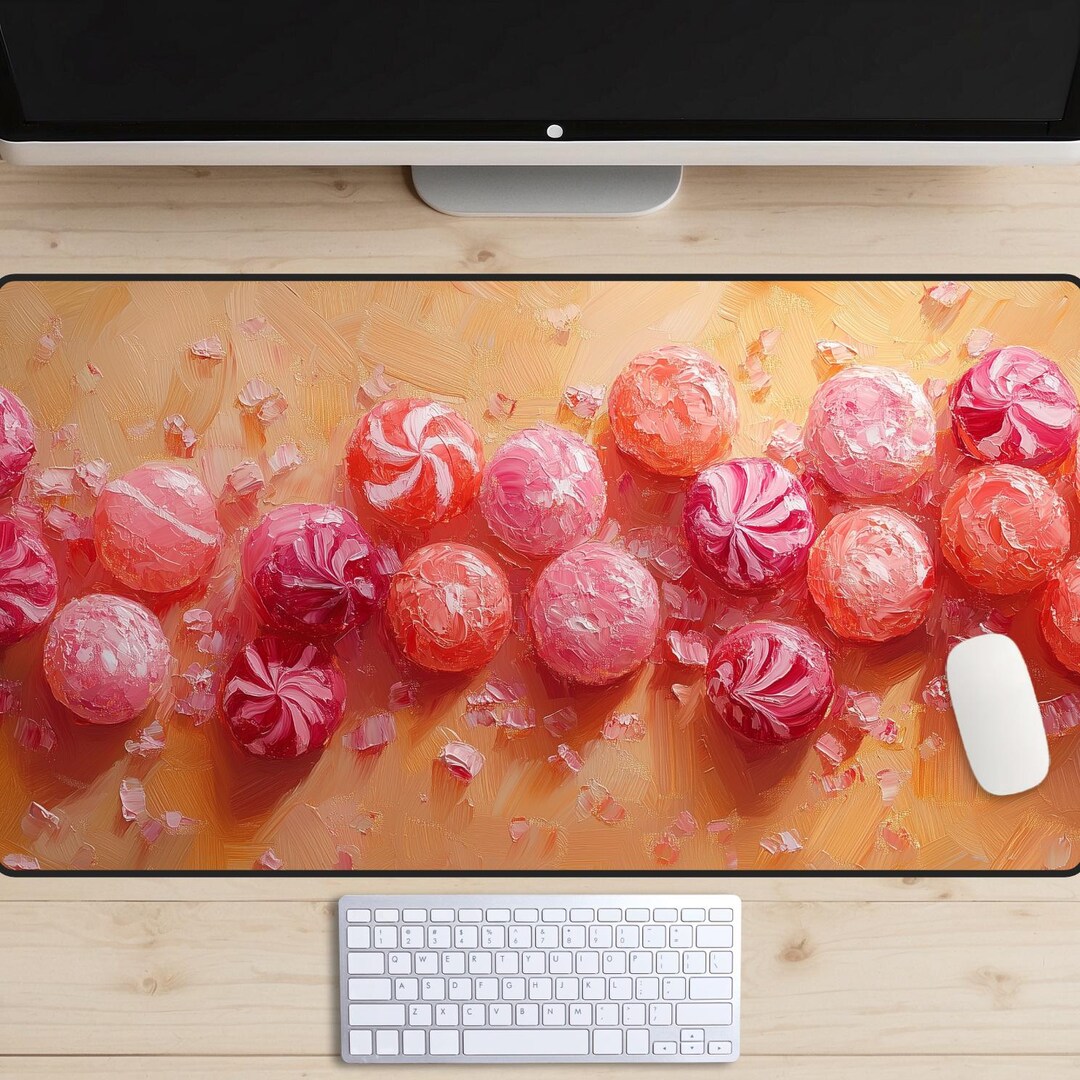Sweet Pink Candies Desk Mat, Candy Shop Desk Pad, Confectionary Dream ...