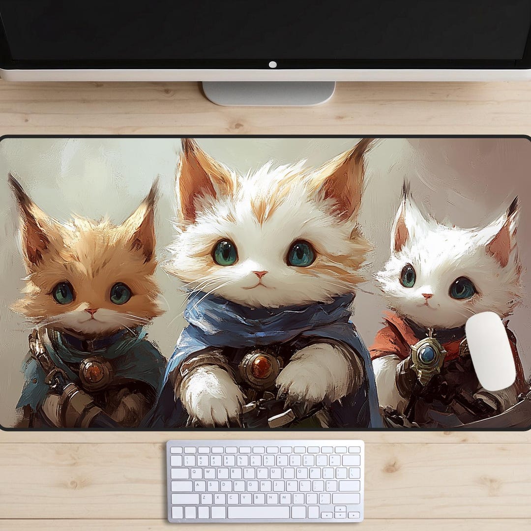 Smol Warriors Desk Mat, Cute Heroes Desk Pad, Kawaii Creatures Desk ...