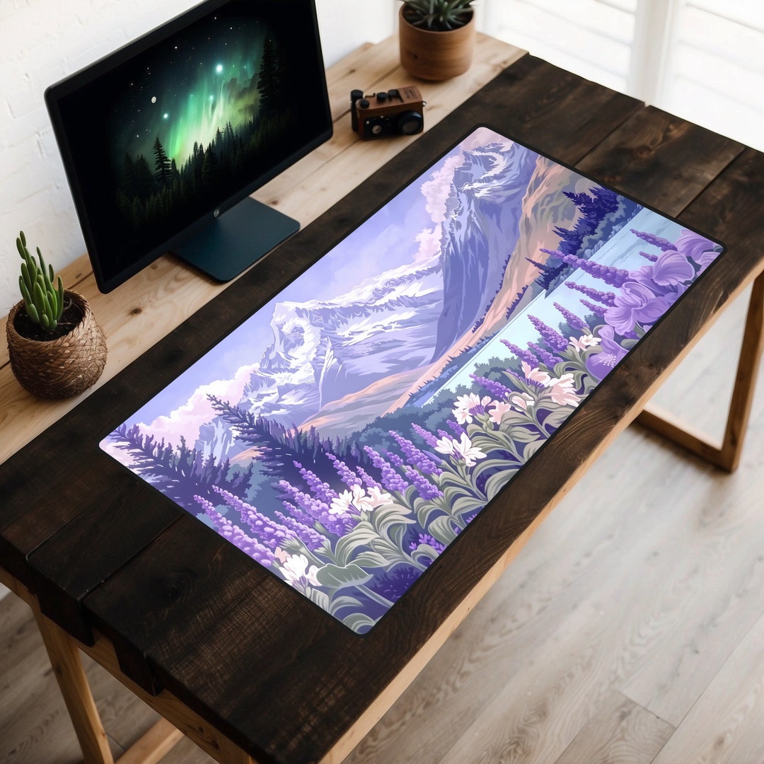 Purple Mountain Majesty Desk Mat, Purple Desk Mat, Violet Flowers Desk ...