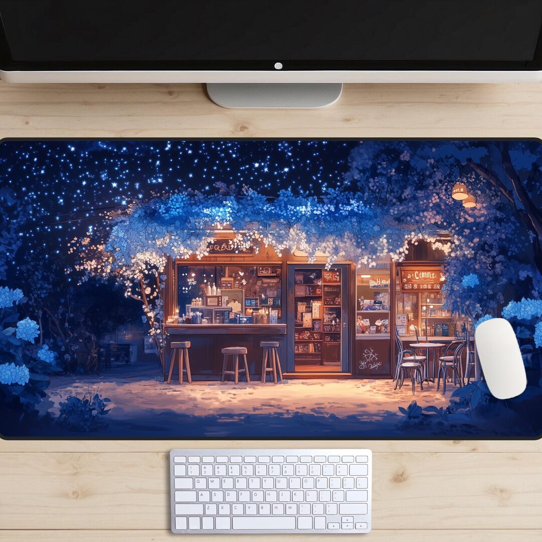 Little Stationary Shop Desk Mat, Cute Storefront Desk Pad, Dreamy ...