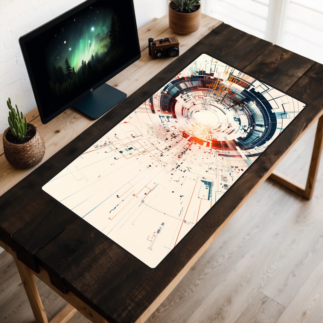 Tech Minimalism Desk Mat, Sci Fi Desk Pad, Cyberpunk Mousepad, Circuit ...