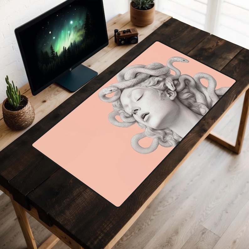 Medusa Desk Mat, Greek Mythology Desk Pad, Gorgon Mousepad, Snake Hair ...