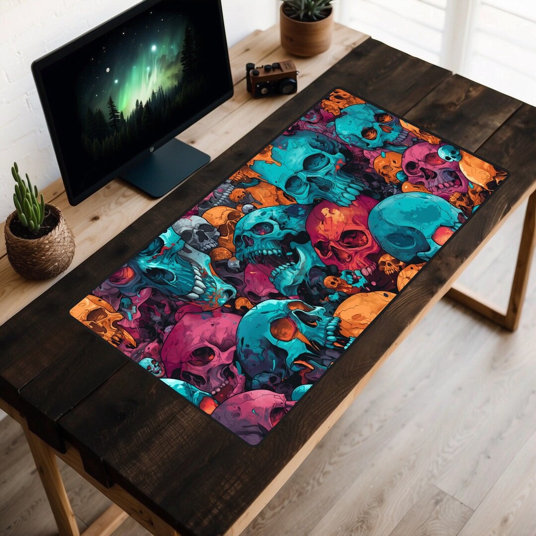 Melting Skulls Desk Mat, Skull Deskmat, Skeleton Mousepad, Medieval ...