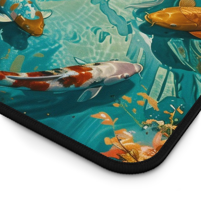 Koi Fish Desk Mat, Koi Pond Desk Pad, Goldfish Mousepad, Zen Painting ...