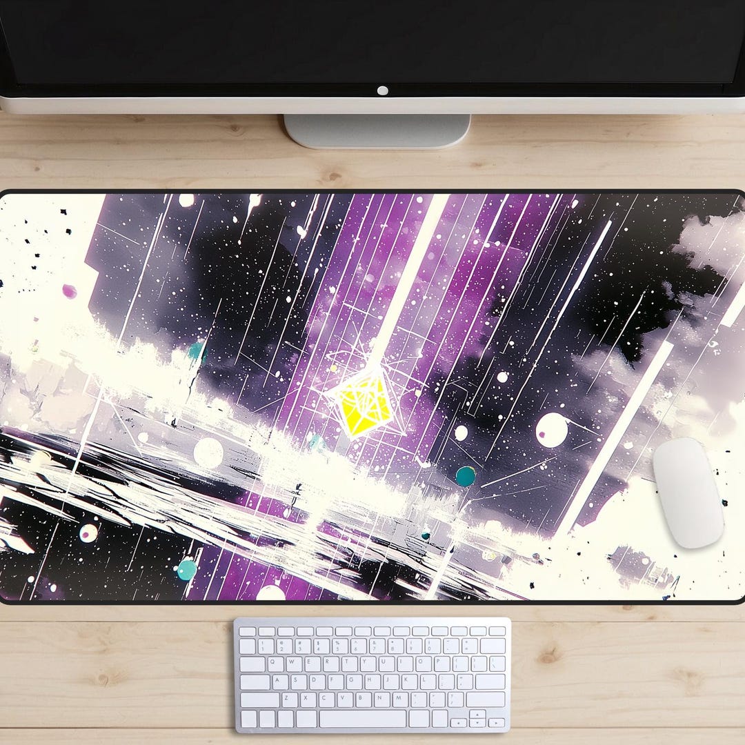 Sacred Geometry Desk Mat, Purple Geometric Patterns Desk Pad, Abstract ...