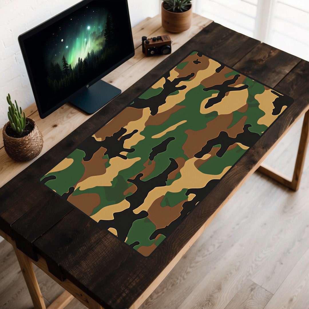 Army Camo Desk Mat, Green Military Camouflage Desk Pad, Army Fatigues ...