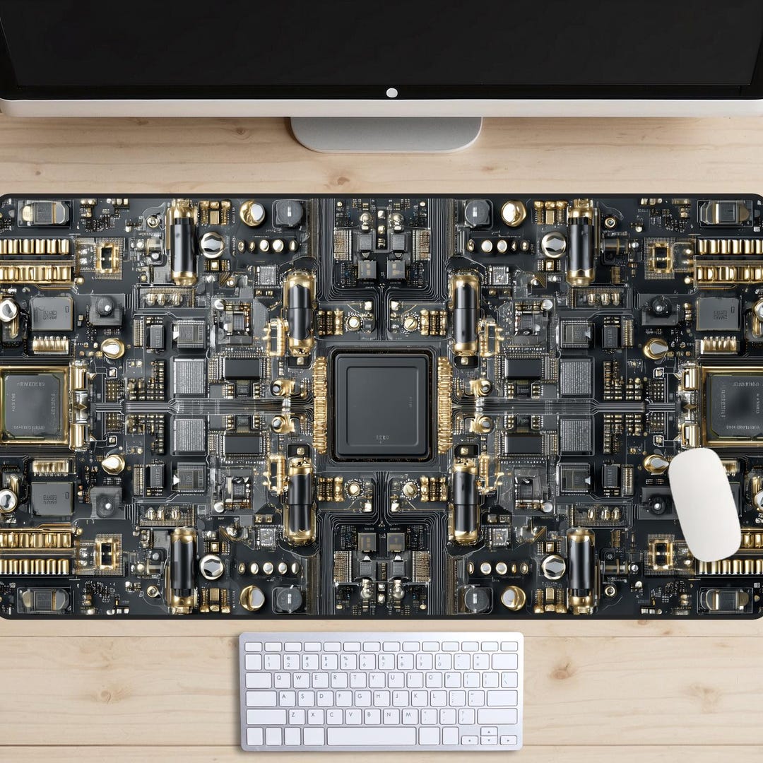 Gray Circuit Board Desk Mat, Mecha Desk Pad, Sci-fi Mousepad, Hardware ...