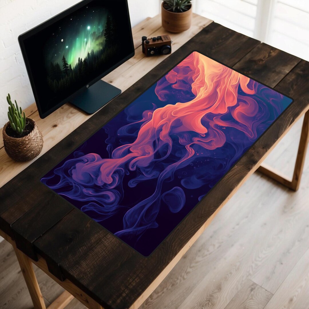 Purple Haze Desk Mat, Smoke Desk Pad, Abstract Desk Topper, Smokey ...