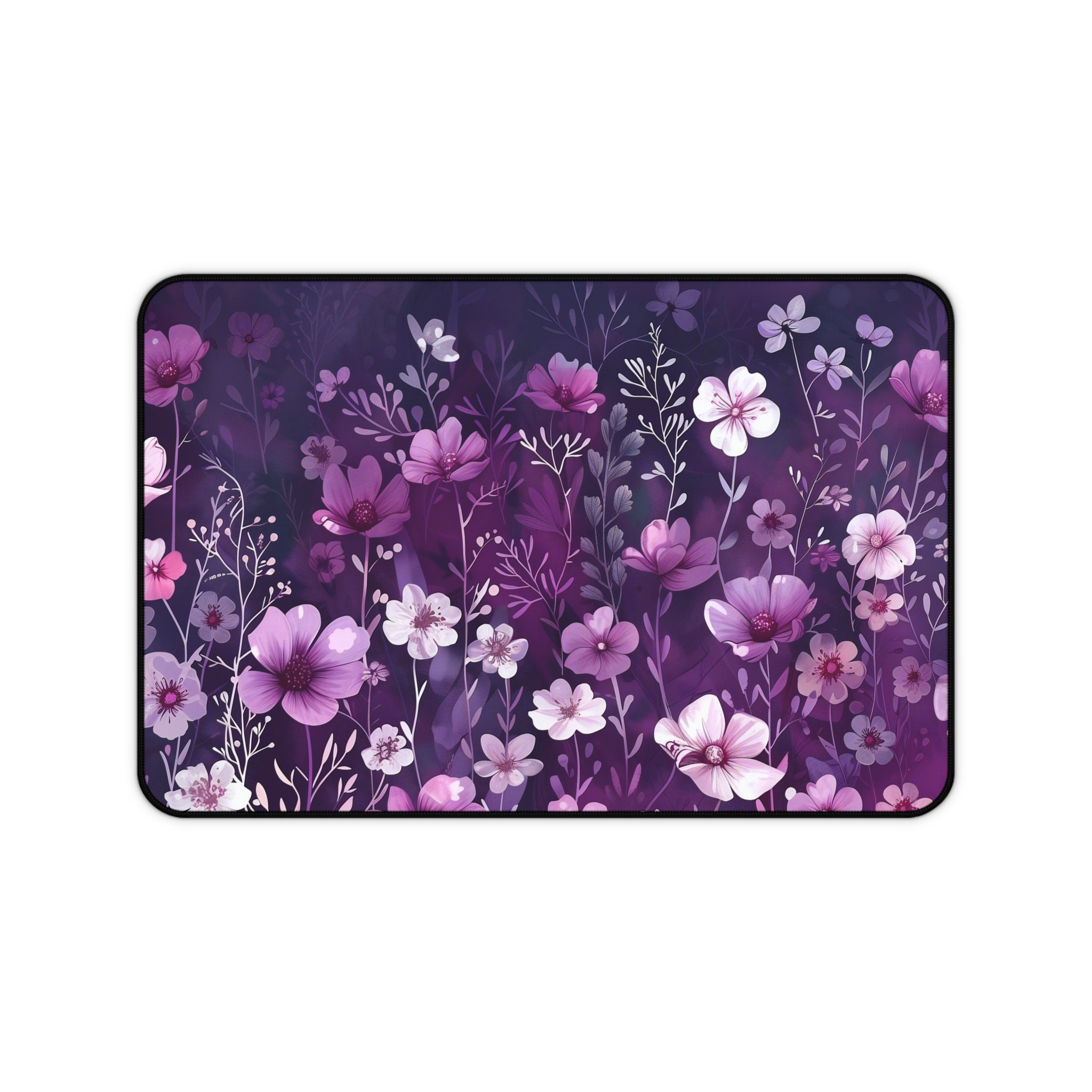 Purple Wildflowers Desk Mat, Cottagecore Desk Pad, Purple Gradient ...