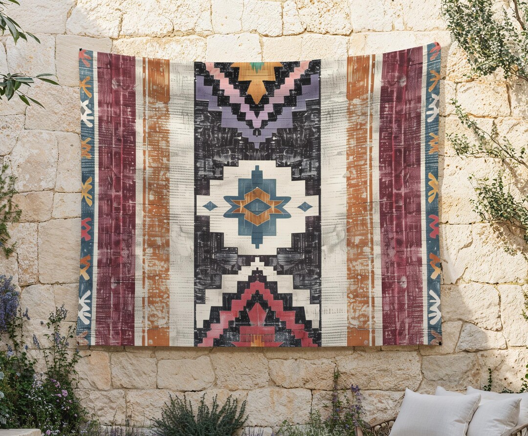 Native American Pattern Tapestry, Boho Wall Hanging, Mayan Wall Decor ...