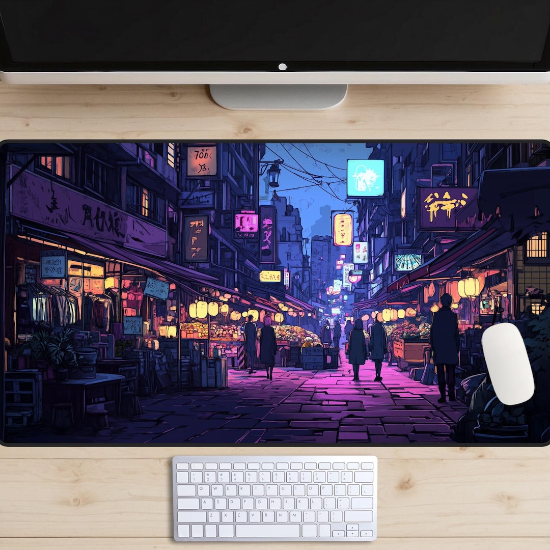 Tokyo Nights Lofi Desk Mat, 80's Japan Desk Pad, Anime Desk Topper ...