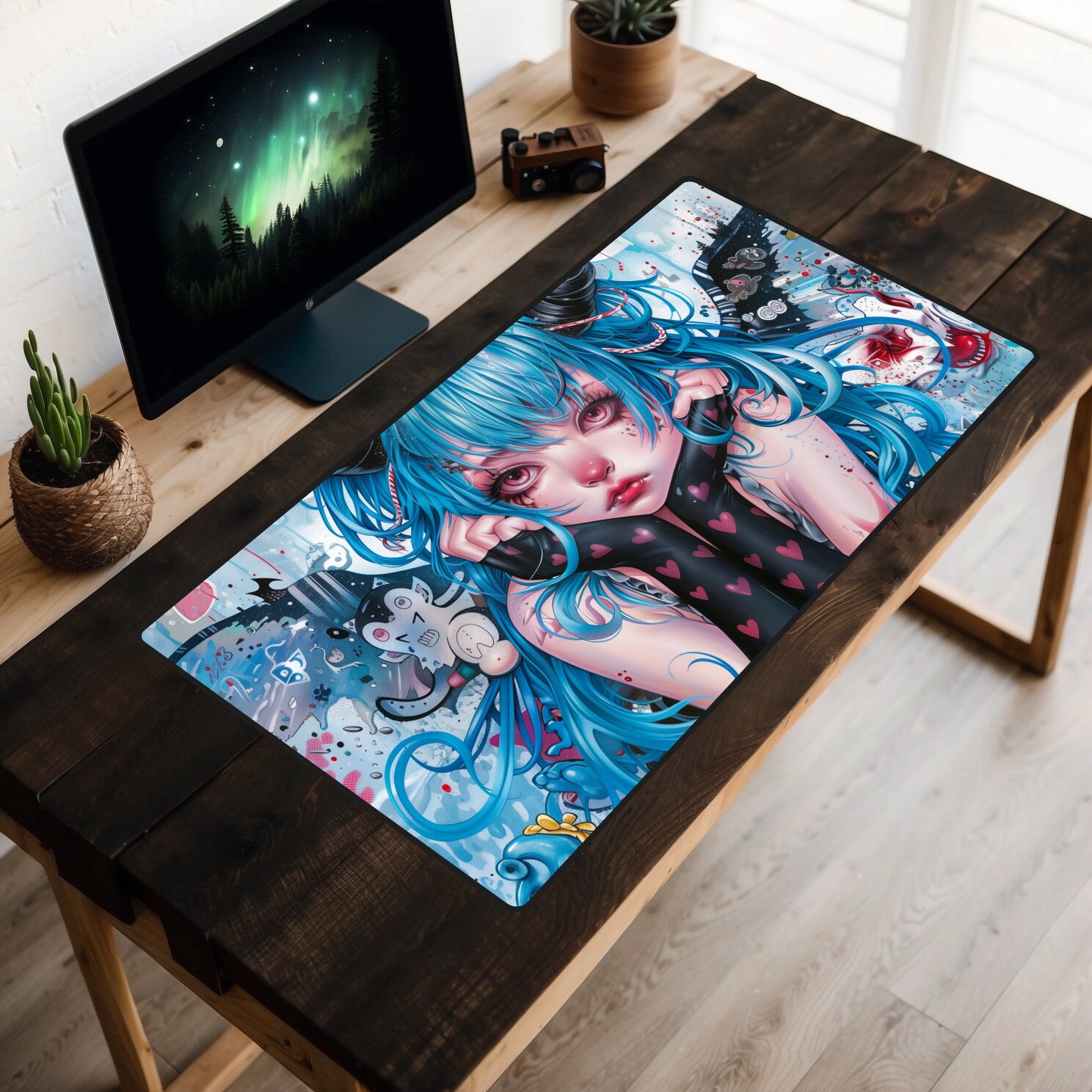Devil Girl Desk Mat, Oni Anime Girl Desk Pad, Cute Kawaii Mousepad ...
