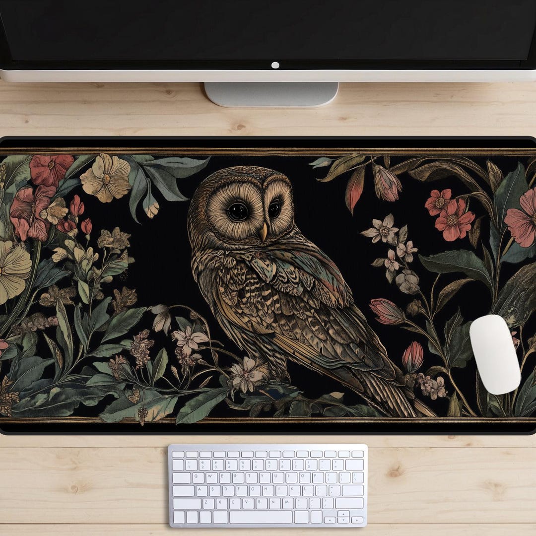 Owl Tapestry Desk Mat, Medieval Owl Desk Pad, Castle Decor Desk Topper ...