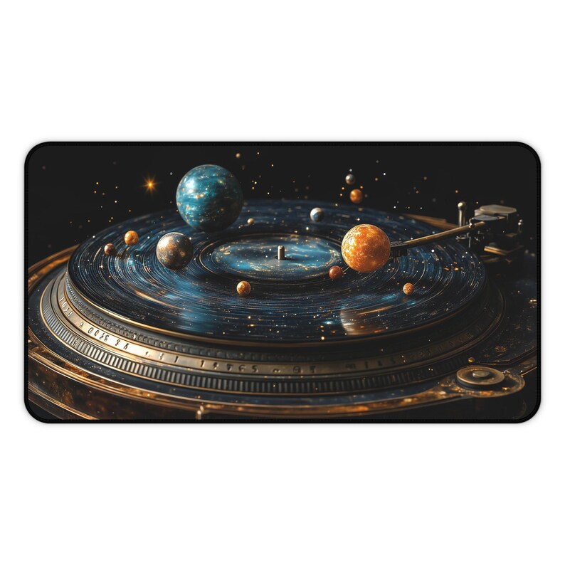 Cosmic Turntable Desk Mat, Record Player Galaxy Desk Pad, Vintage Music ...