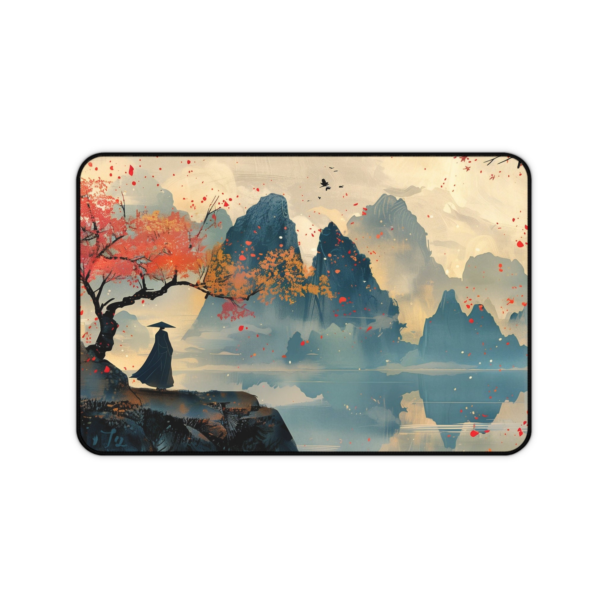Cherry Blossom Samurai Desk Mat, Japanese Desk Mat, Japan Mousepad ...